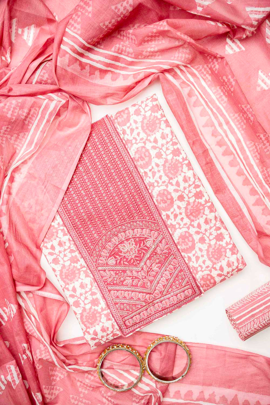 Gajari Cotton Unstitched Salwar Suit With Cotton Dupatta – The Panna Shop